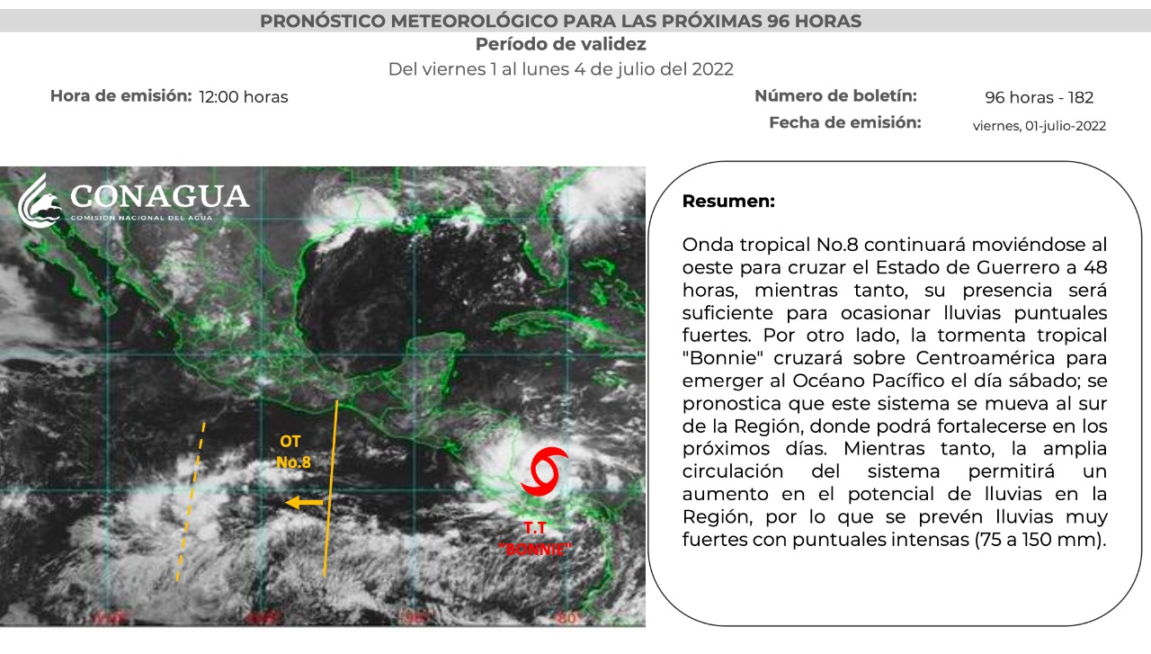 Monzón mexicano podría generar lluvias torrenciales y de corta duración