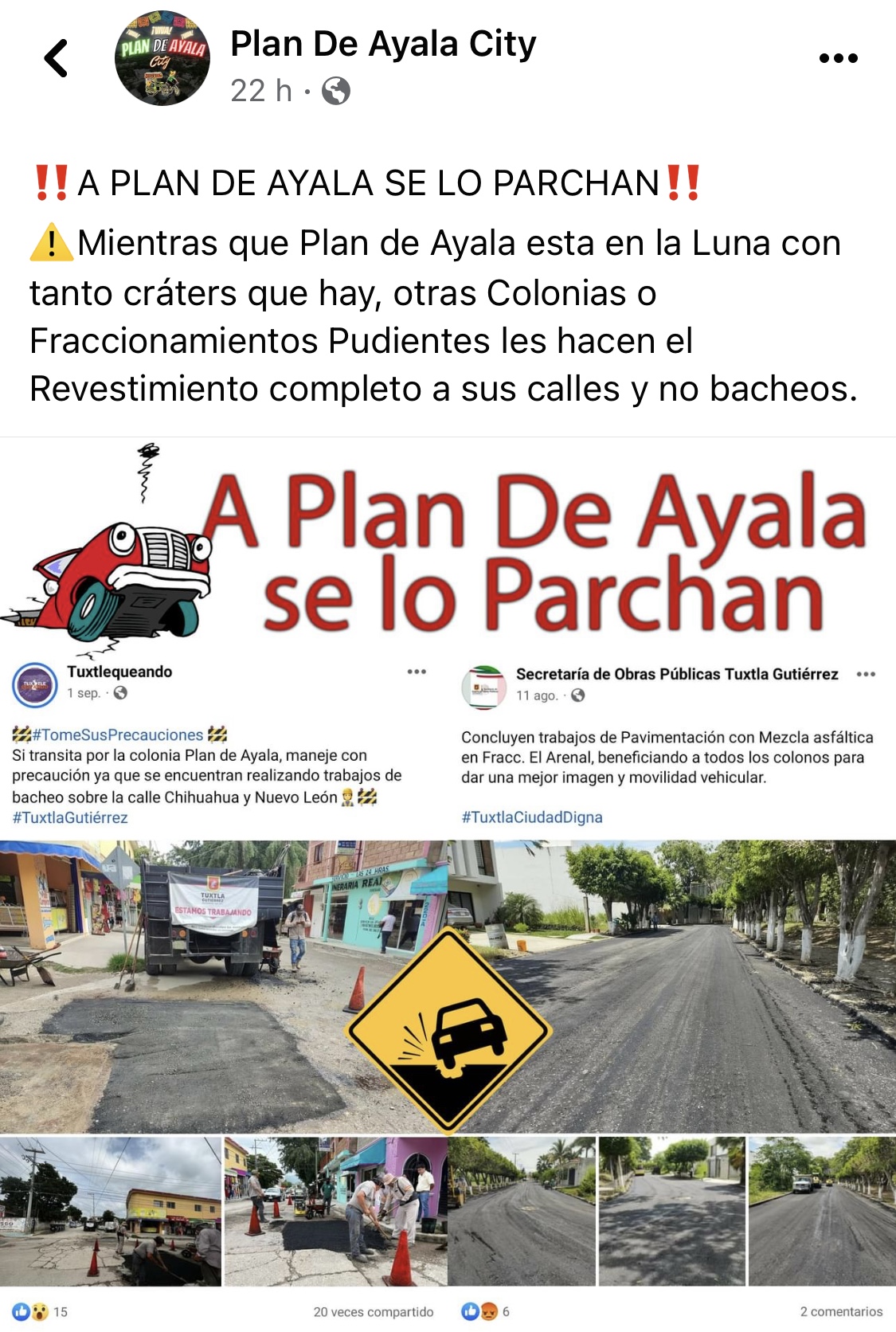 Pues no es Yeguiste, Plan de Ayala es la reina de los baches. - Alerta ...